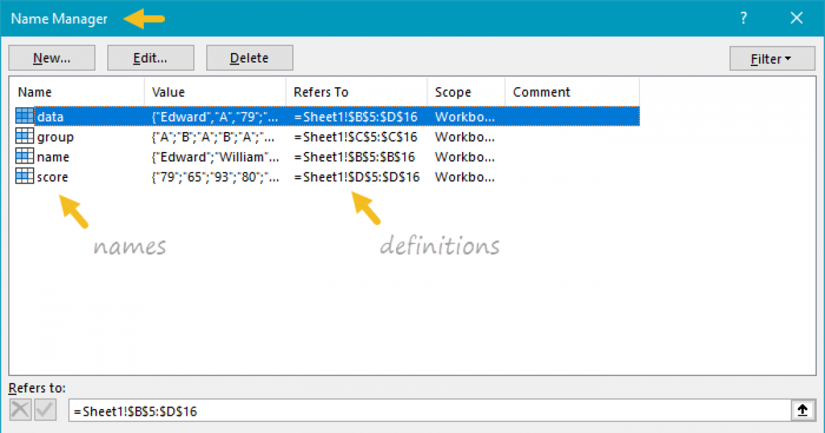 Excel Name Manager Exceljet
